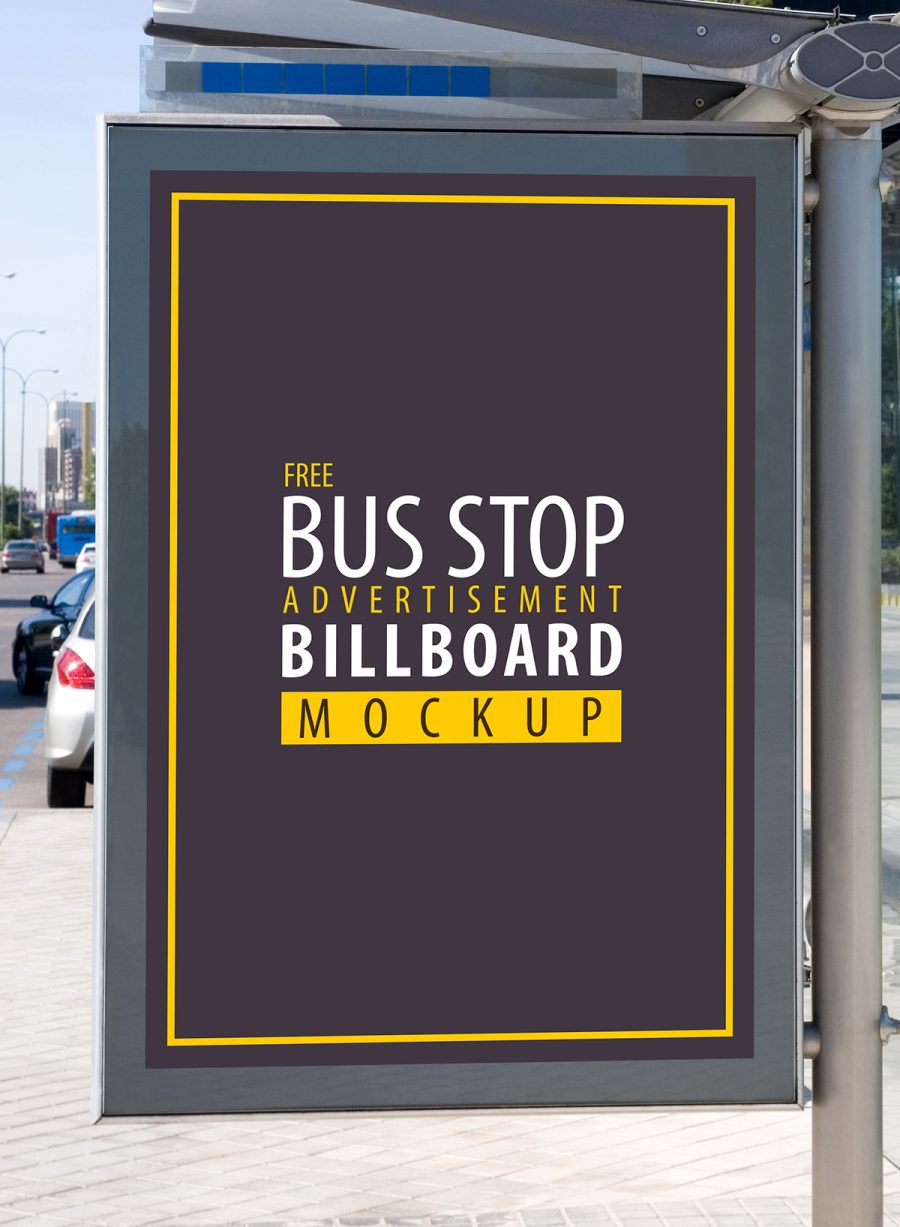 Free Bus Stop Advertisement Billboard PSD Mockup - Free Mockup Zone