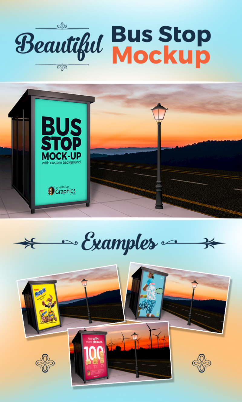 Professional Bus Stop Mock-up For Advertisement