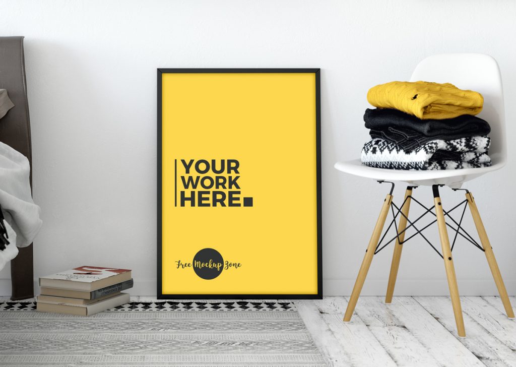 Free Room Interior Standing Poster Mockup PSD 2018
