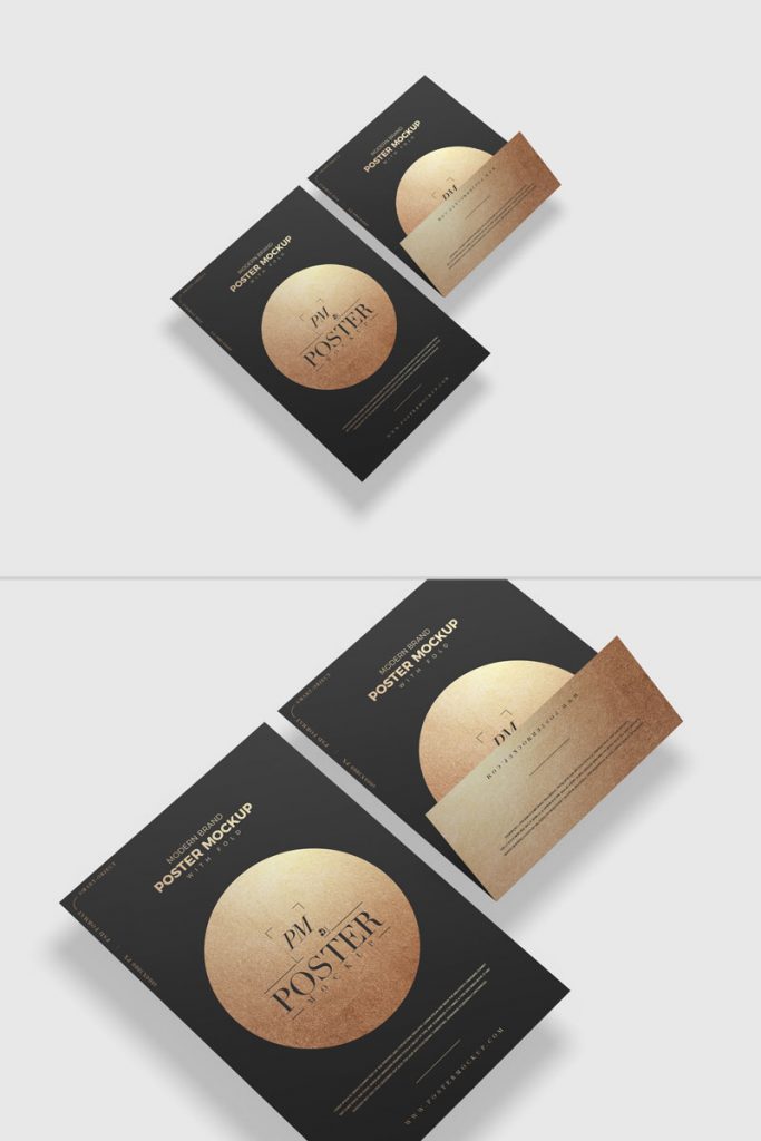 Free Modern Bottom Fold Poster Mockup - Free Mockup Zone