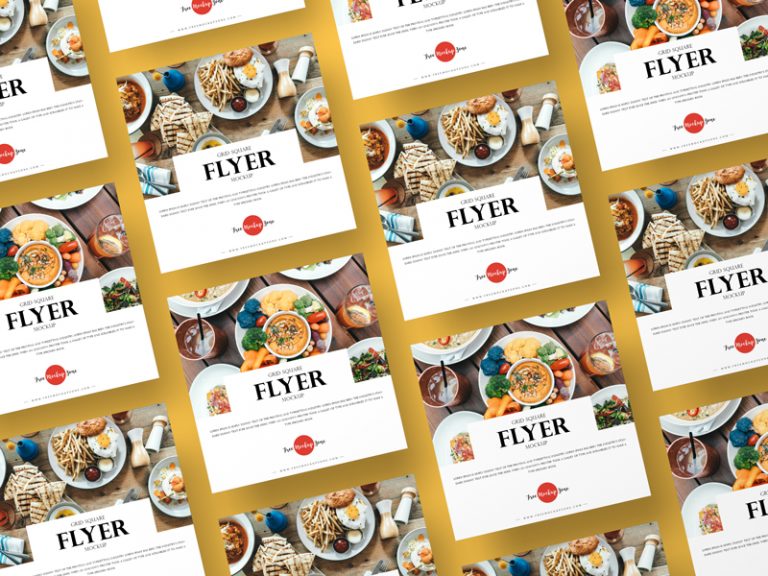 Free Grid Square Flyer Mockup - Free Mockup Zone