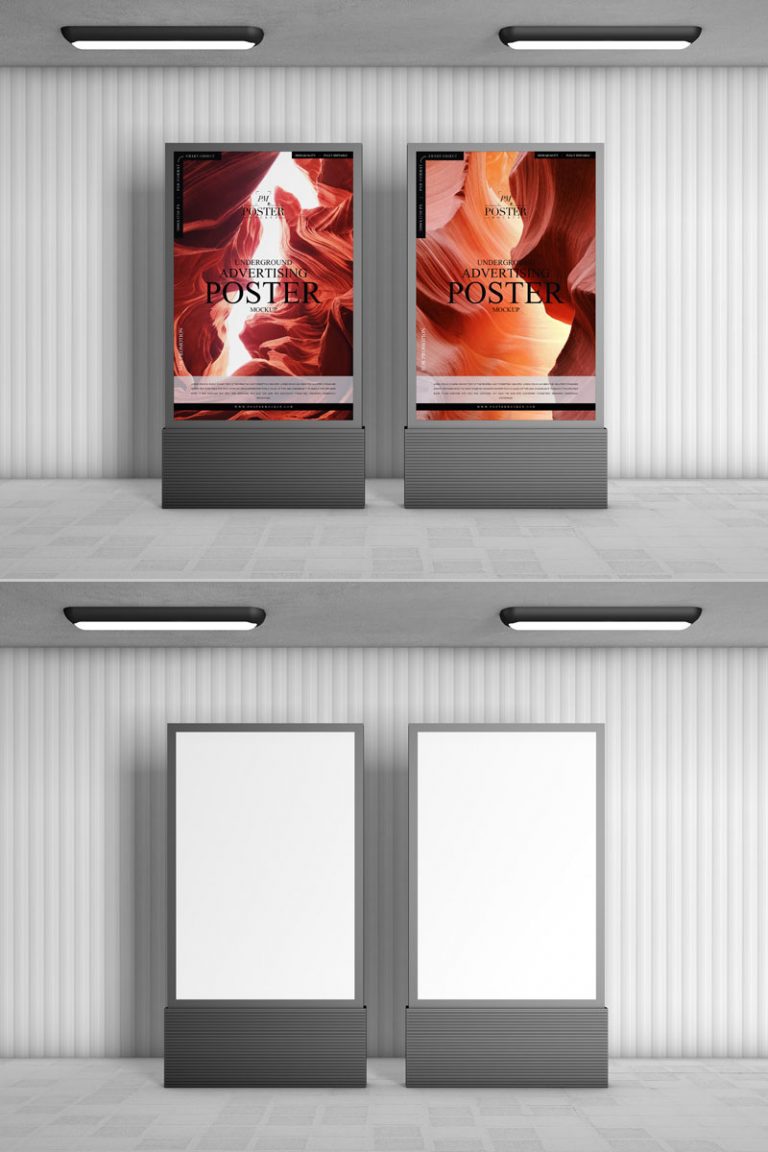 Free Brand Advertising Stands Poster Mockup - Free Mockup Zone