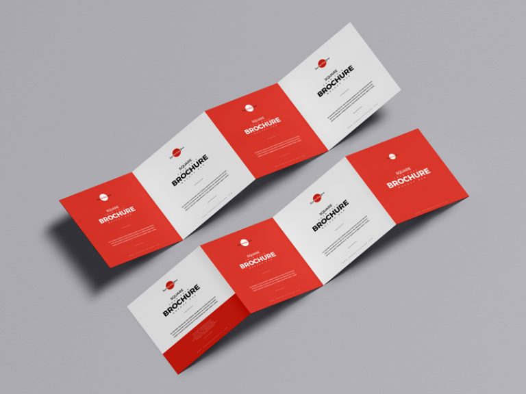 Free Square Four Fold Brochure Mockup - Free Mockup Zone