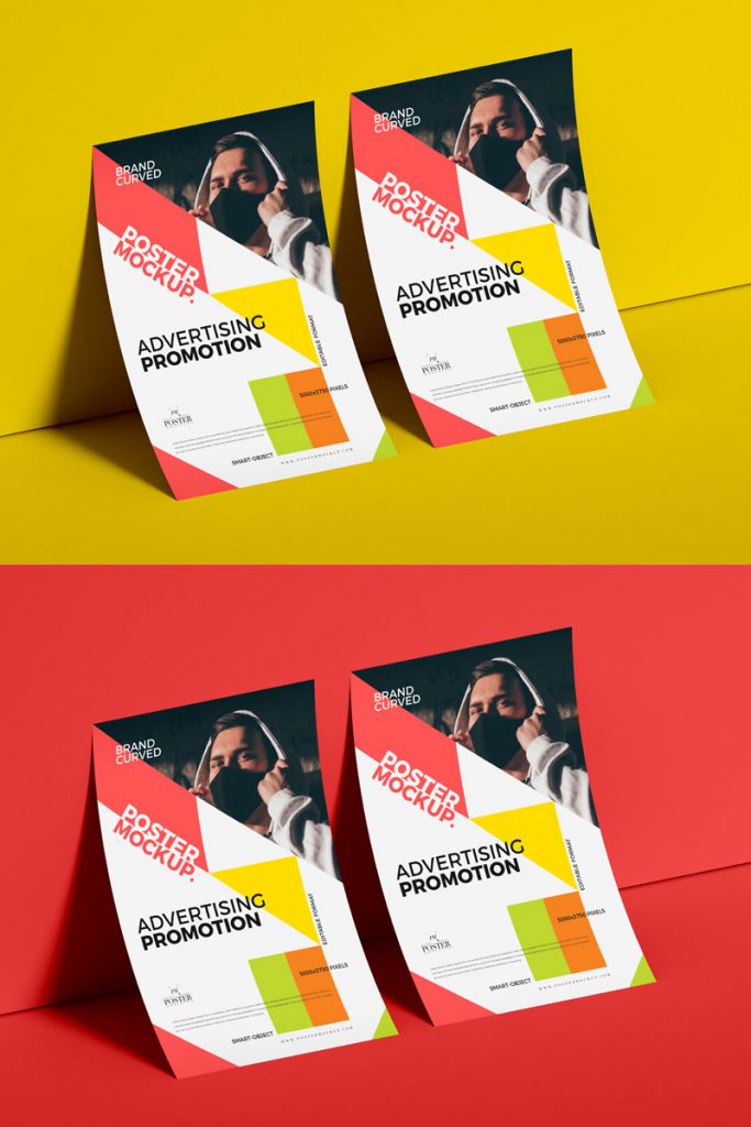 Free Standing Curved Poster Mockup - Free Mockup Zone