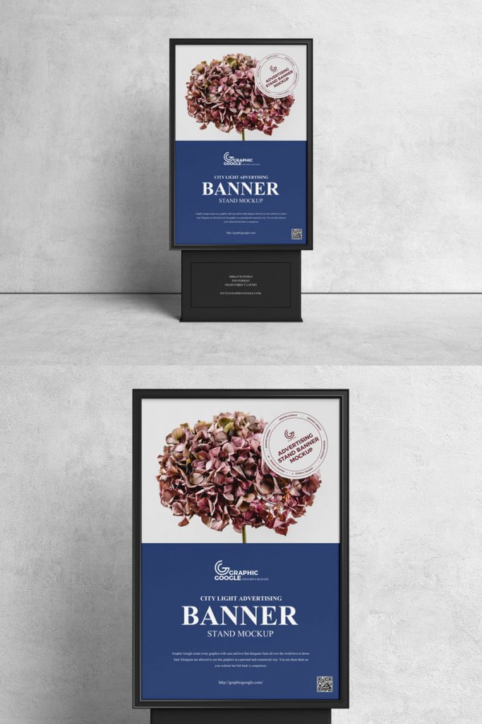 Free Front View Advertising Stand Banner Mockup - Free Mockup Zone