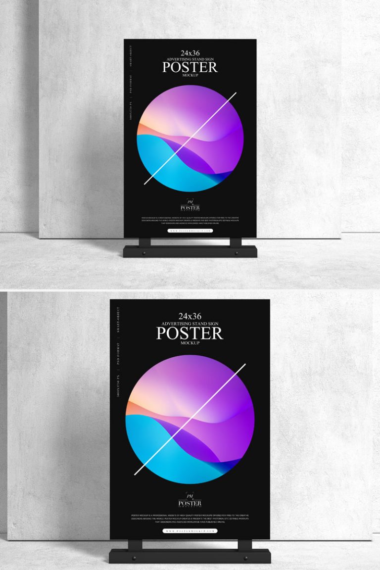 Free Front View Stand Poster Mockup - Free Mockup Zone