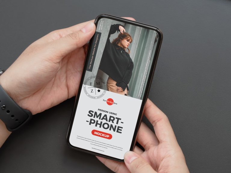 Free Person Using Smartphone Mockup - Free Mockup Zone