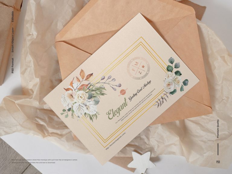 Free PSD Elegant Greeting Card Mockup - Free Mockup Zone