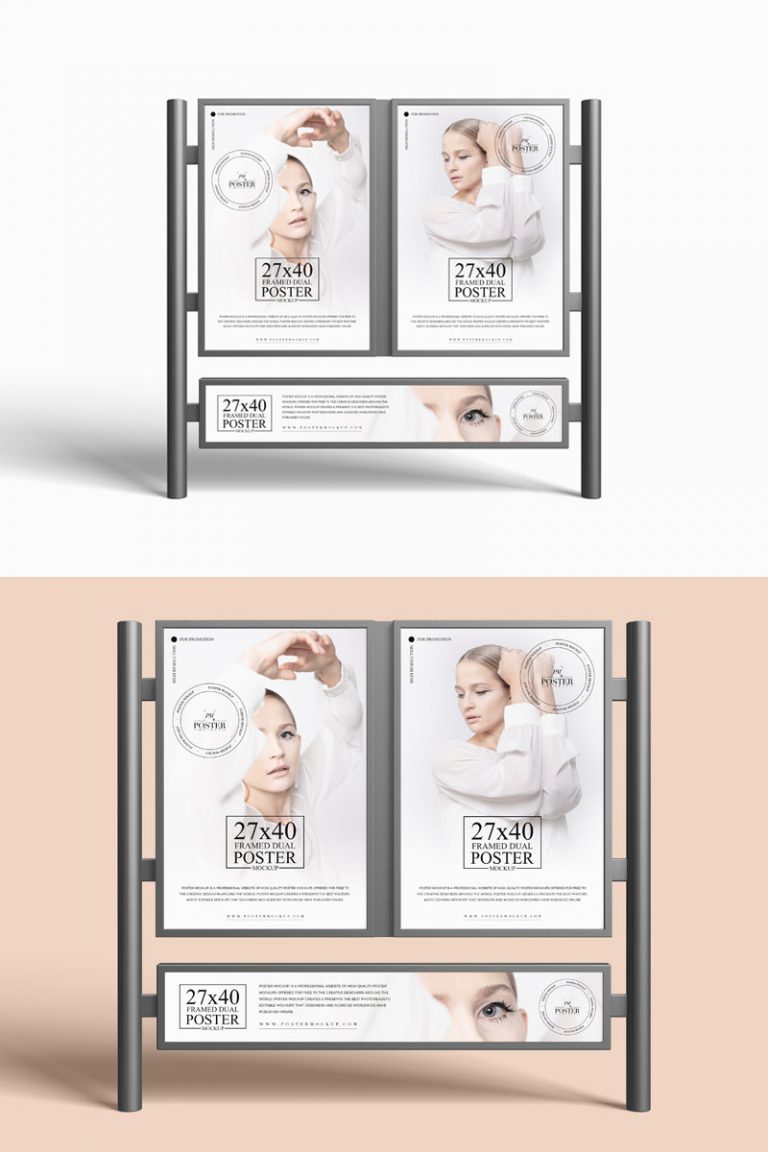 Free Framed Dual Poster Mockup PSD - Free Mockup Zone