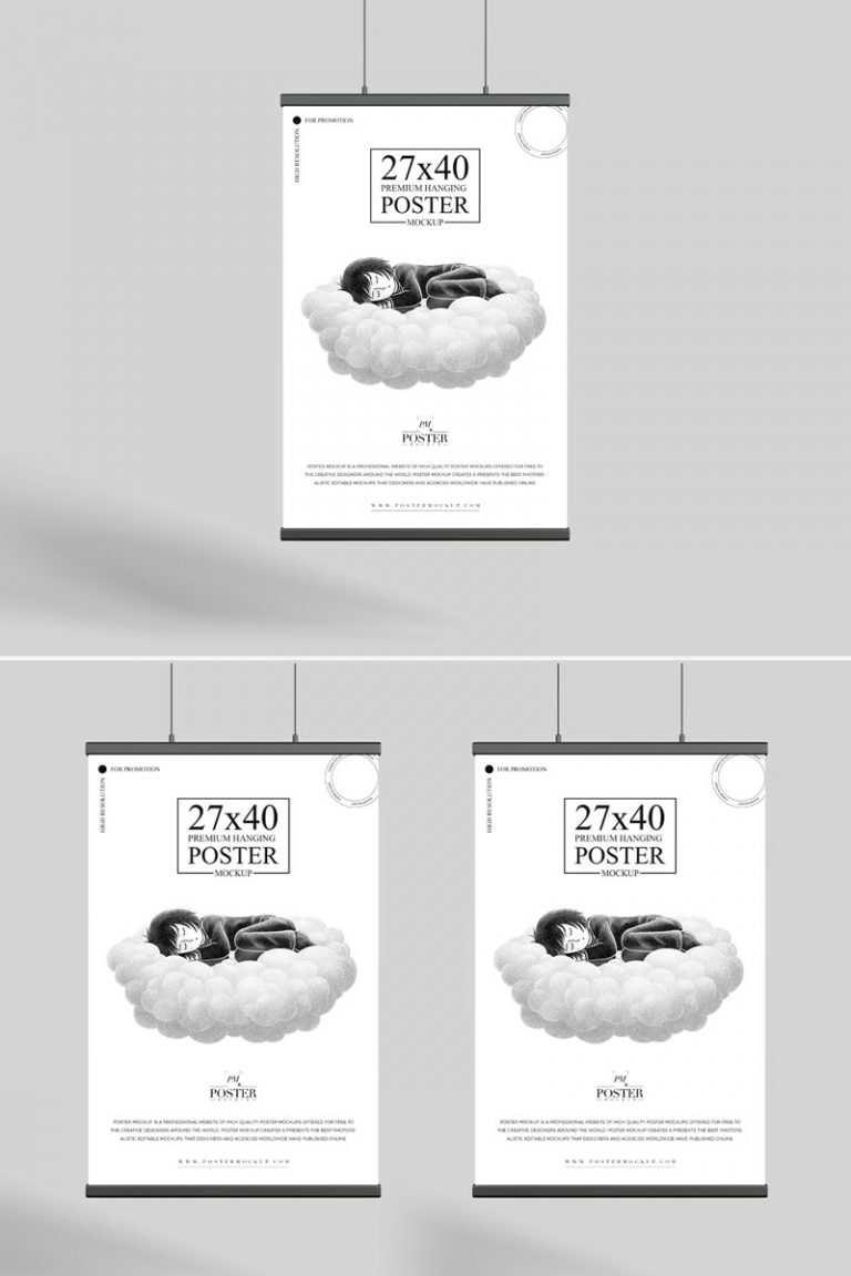 Free Premium Advertising Hanging Poster Mockup - Free Mockup Zone