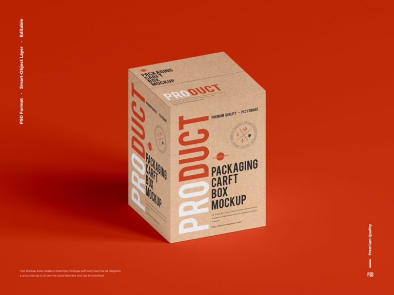 Free Product Packaging Craft Box Mockup - Free Mockup Zone