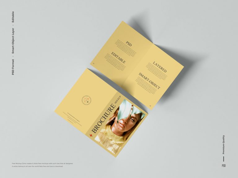 Free PSD Bi-Fold A4 Brochure Mockup - Free Mockup Zone