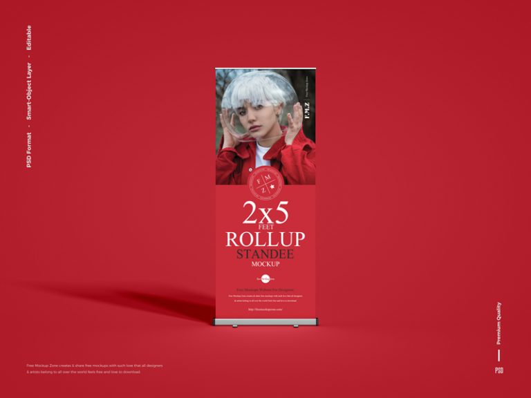 Free 2x5 Feet Rollup Standee Mockup - Free Mockup Zone
