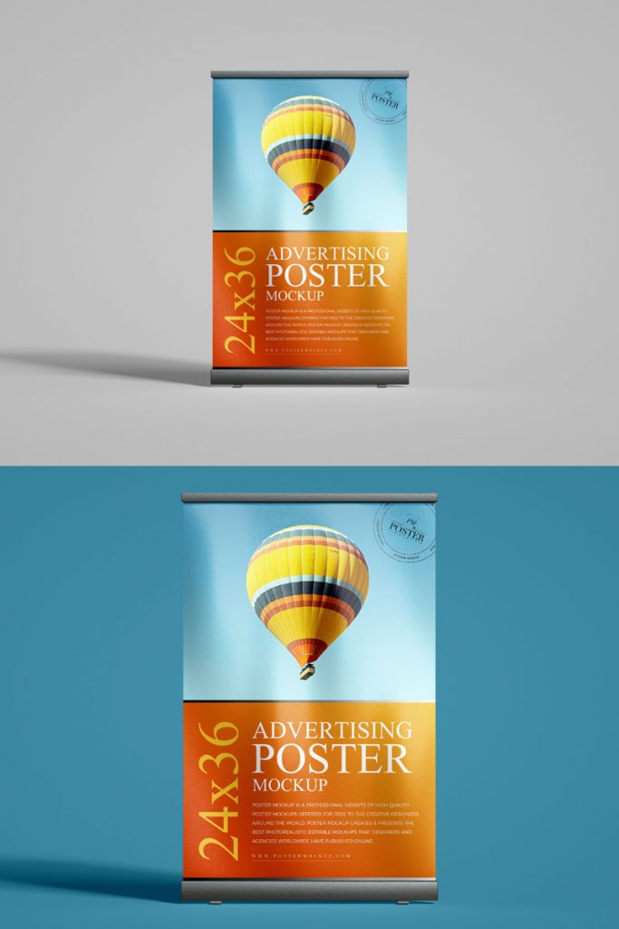 Free PSD Advertising Display Poster Mockup - Free Mockup Zone