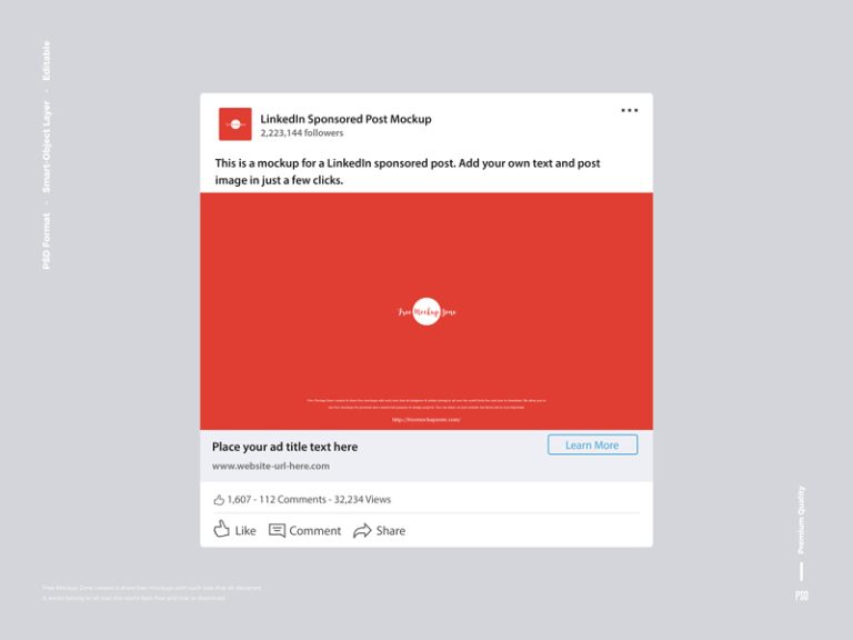 Free Premium PSD LinkedIn Mockup - Free Mockup Zone