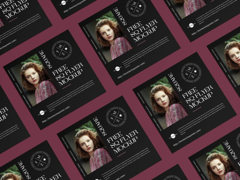 Free Premium Grid Square Flyer Mockup - Free Mockup Zone