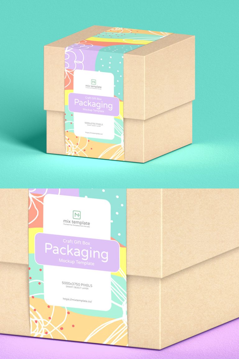 Free Premium Quality Craft Gift Box Mockup - Free Mockup Zone