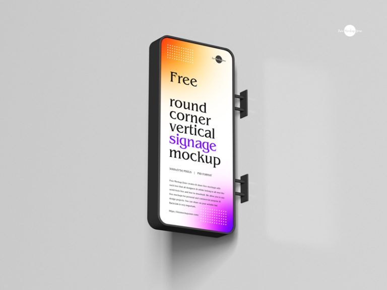 Free Round Corner Vertical Signage Mockup - Free Mockup Zone
