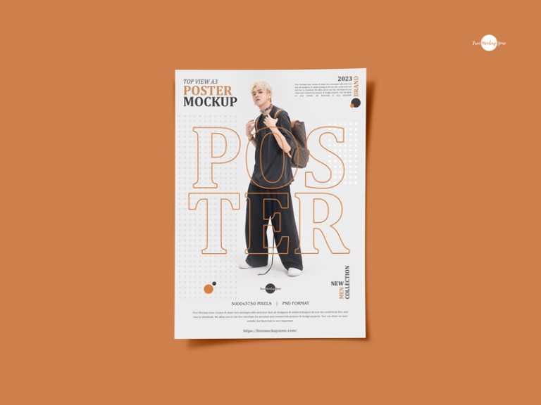 Free Top View A3 Poster Mockup - Free Mockup Zone