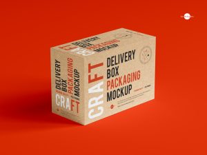 Free Craft Delivery Box Packaging Mockup - Free Mockup Zone