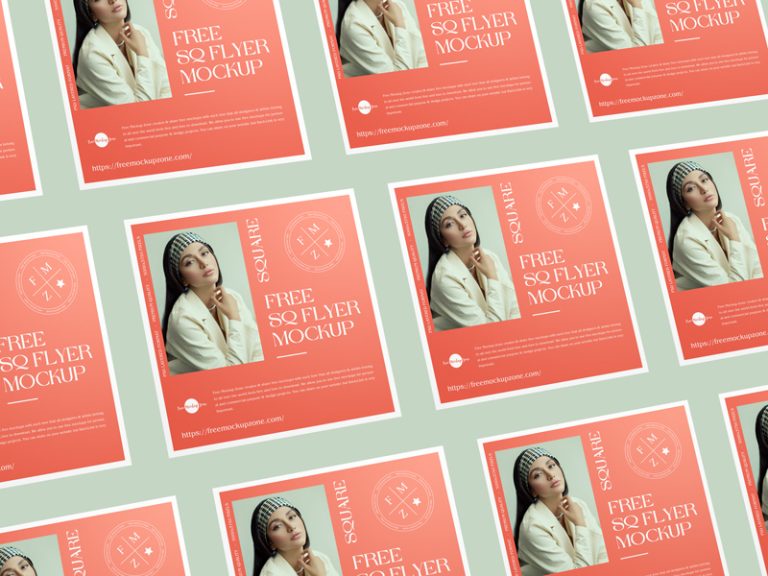 Free Floating Grid Square Flyer Mockup - Free Mockup Zone