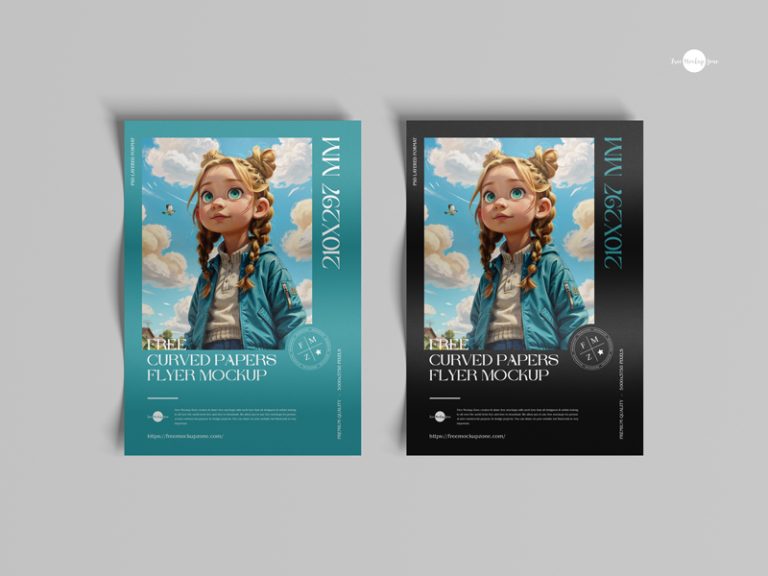 Free A4 Curved Papers Flyer Mockup - Free Mockup Zone