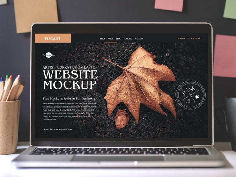 Free High-Quality Artist Workstation Laptop Website Mockup - Free ...