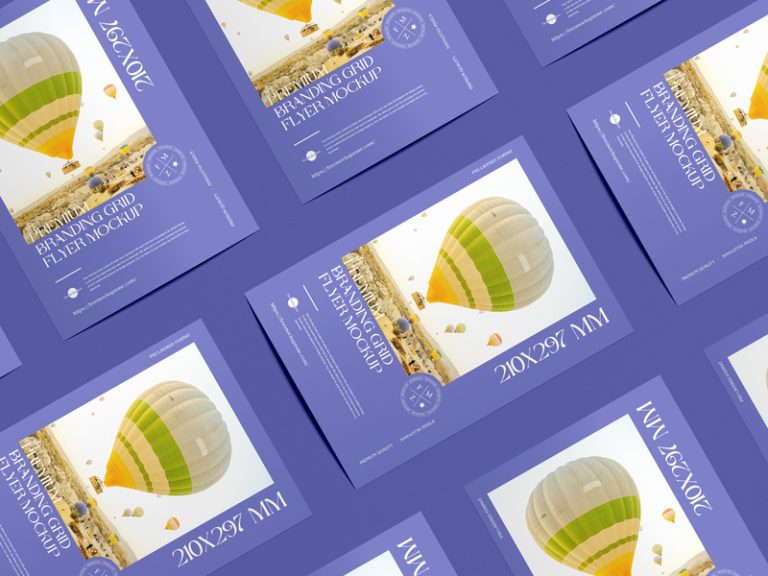 Free Premium Branding Grid A4 Flyer Mockup - Free Mockup Zone