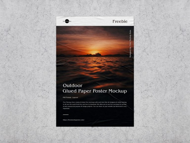 Free Outdoor Glued Paper Poster Mockup - Free Mockup Zone