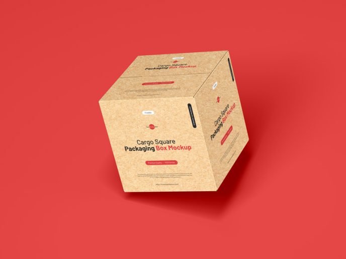 Free Cargo Square Packaging Box Mockup - Free Mockup Zone