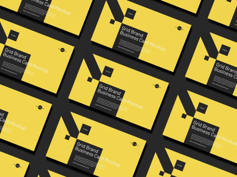 Free Grid Brand Business Card Mockup - Free Mockup Zone