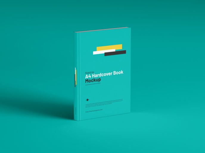 Free Stand Up A4 Hardcover Book Mockup - Free Mockup Zone